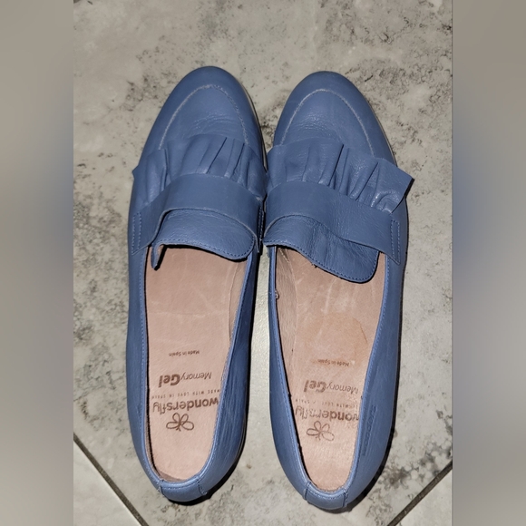 Wonders | Shoes | Wonders Fly Memory Gel Slip On Blue Leather Loafer ...